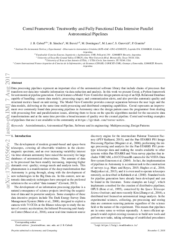(PDF) Corral framework: Trustworthy and fully functional data intensive parallel astronomical ...