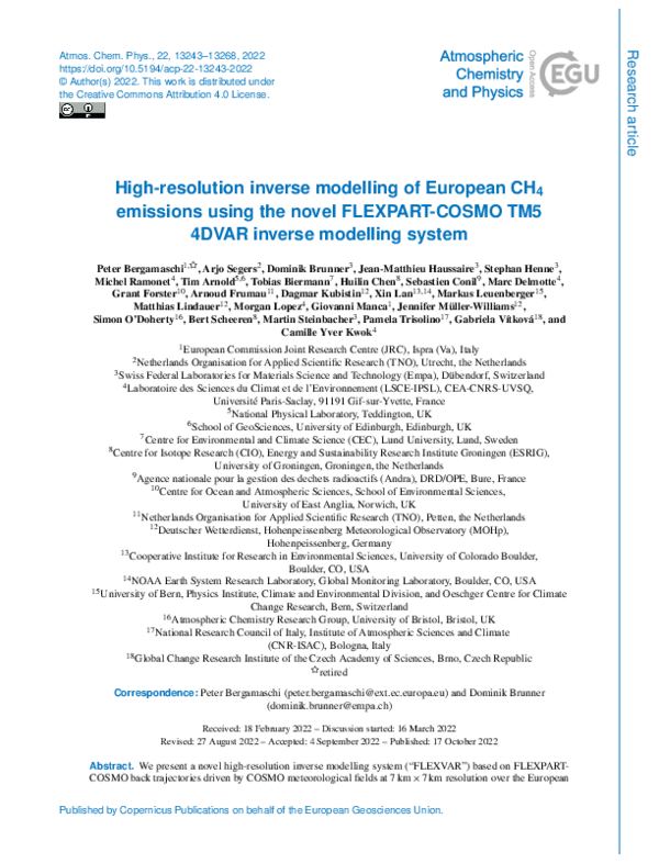 (PDF) High-resolution inverse modelling of European CH 4 emissions ...