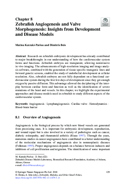 (PDF) Zebrafish Angiogenesis and Valve Morphogenesis: Insights from Development and Disease Models