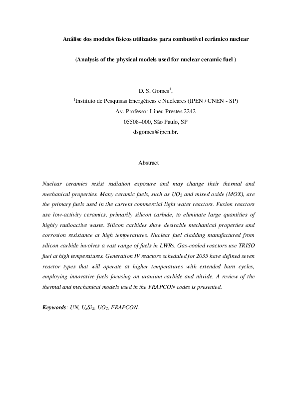 (PDF) Análise dos modelos físicos utilizados para combustível cerâmico ...