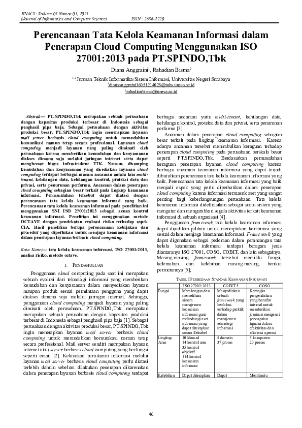 (DOC) Perencanaan Tata Kelola Keamanan Informasi dalam Penerapan Cloud Computing Menggunakan ISO ...