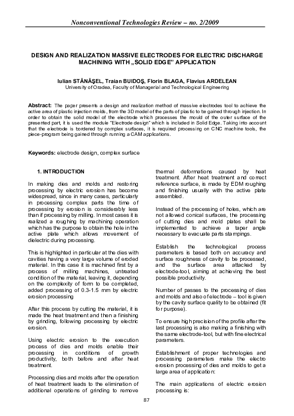 (PDF) Design and Realization Massive Electrodes for Electric Discharge Machining with "Solid ...