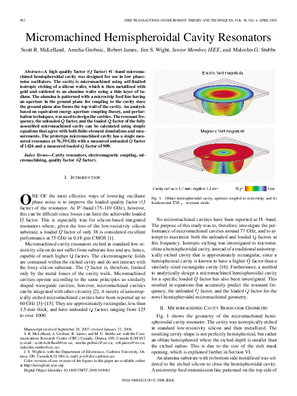 (PDF) Micromachined Hemispheroidal Cavity Resonators