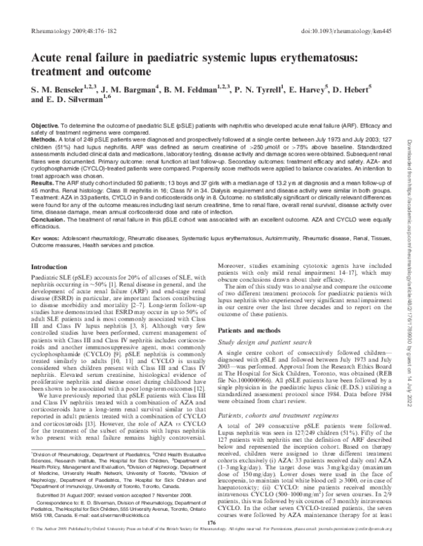 (PDF) Acute renal failure in paediatric systemic lupus erythematosus ...