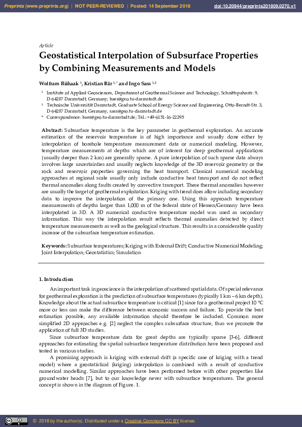 (PDF) Geostatistical Interpolation of Subsurface Properties by Combining Measurements and Models ...