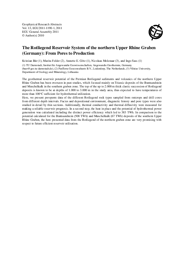 (PDF) The Rotliegend Reservoir System of the northern Upper Rhine ...