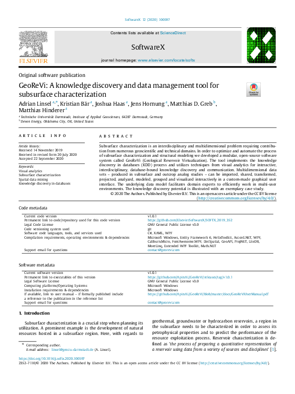 (PDF) GeoReVi: A knowledge discovery and data management tool for ...