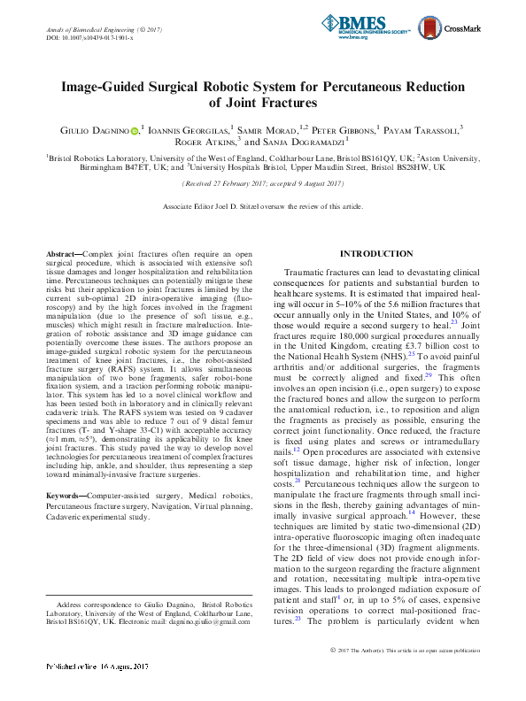 (PDF) Image-Guided Surgical Robotic System for Percutaneous Reduction of Joint Fractures | roger ...