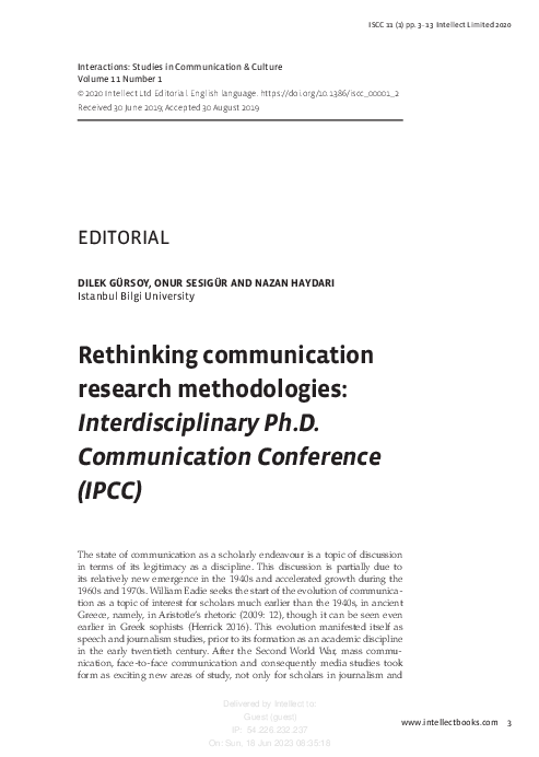 (PDF) Rethinking communication research methodologies: Interdisciplinary Ph.D. Communication ...