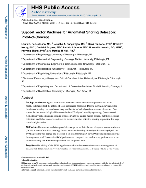 (PDF) Support vector machines for automated snoring detection: proof-of-concept | Patrick ...