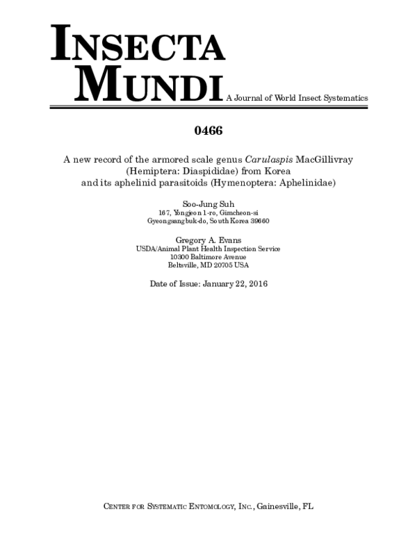 (PDF) A new record of the armored scale genus Carulaspis MacGillivray ...
