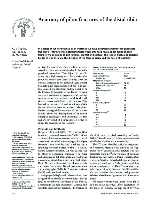 (PDF) Anatomy of pilon fractures of the distal tibia