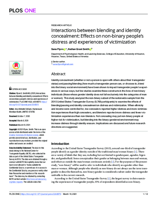 (PDF) Interactions between blending and identity concealment: Effects ...