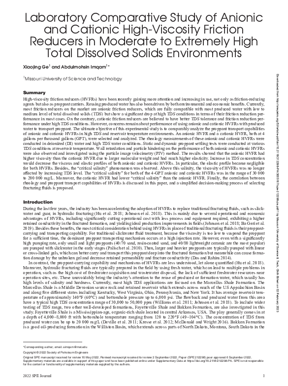 (PDF) Laboratory Comparative Study of Anionic and Cationic High ...