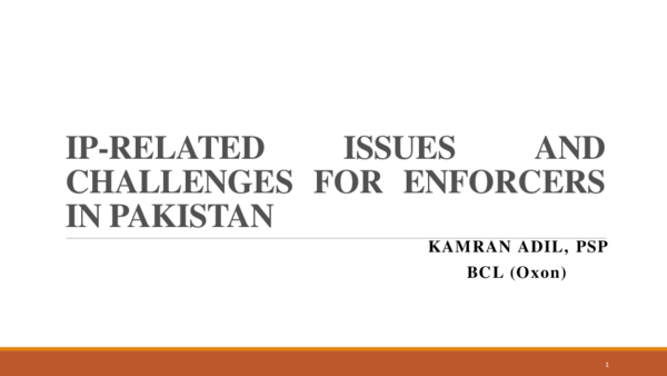 (PDF) IP-related Issues and Challenges for Enforcers in Pakistan