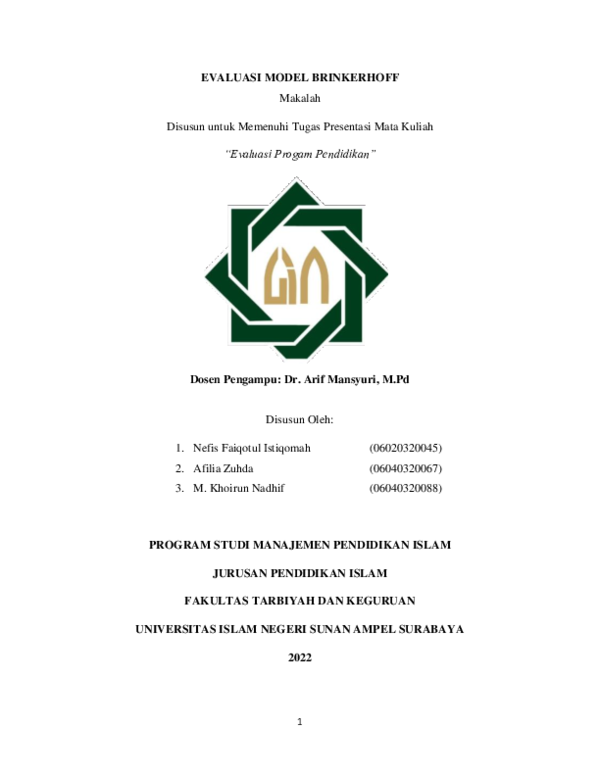 (PDF) EVALUASI MODEL BRINKERHOFF