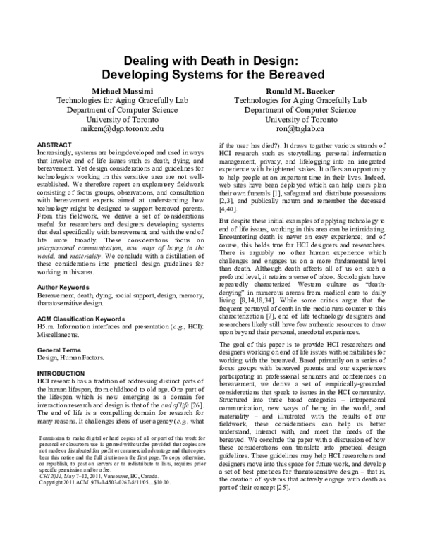 (PDF) Dealing with death in design