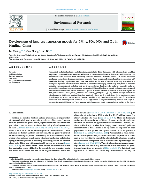 (PDF) Development of Land-Use Regression Models for Particulate Matter due to residential wood ...
