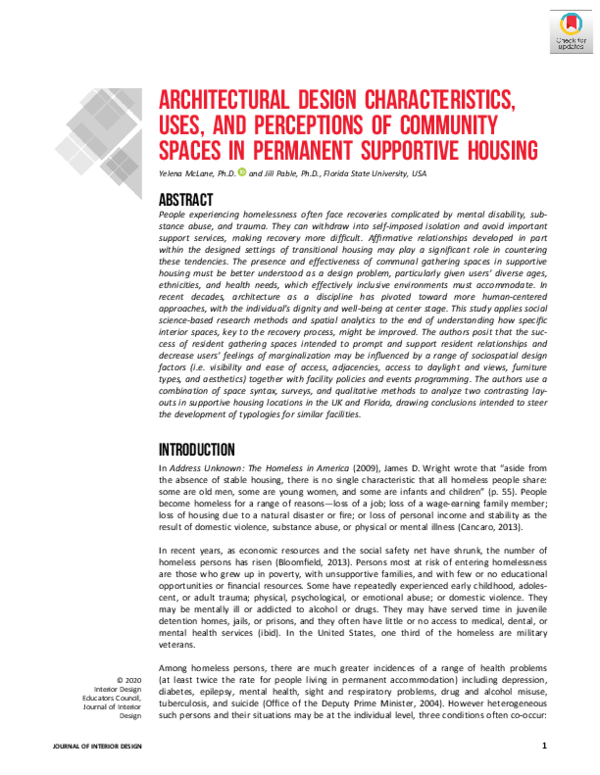 (PDF) Architectural Design Characteristics, Uses, and Perceptions of Community Spaces in ...