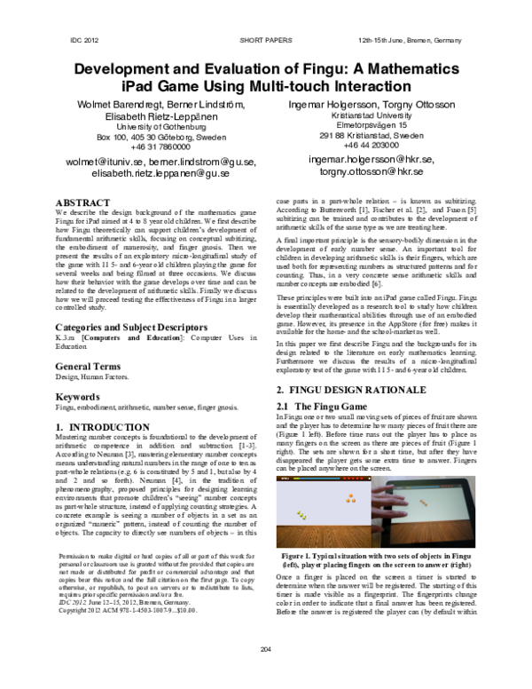 (PDF) Development and evaluation of Fingu | Berner Lindström - Academia.edu