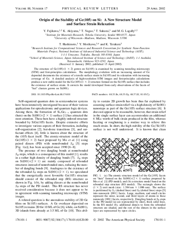 (PDF) Origin of the Stability of Ge(105) on Si: A New Structure Model ...