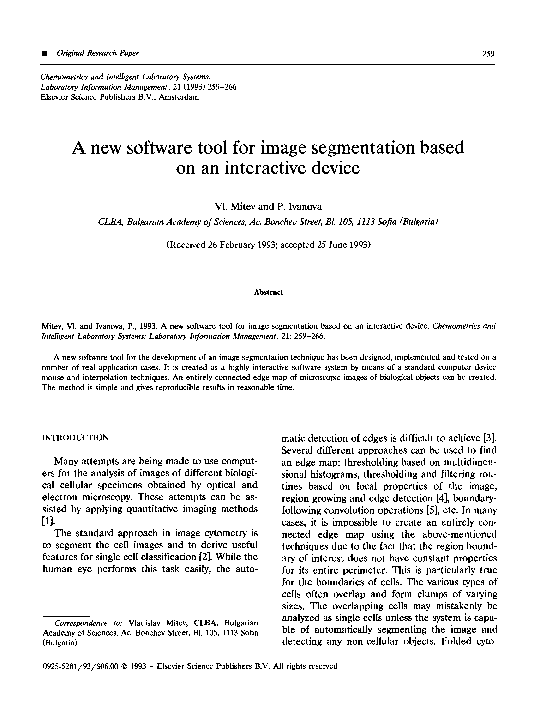 (PDF) A new software tool for image segmentation based on an ...