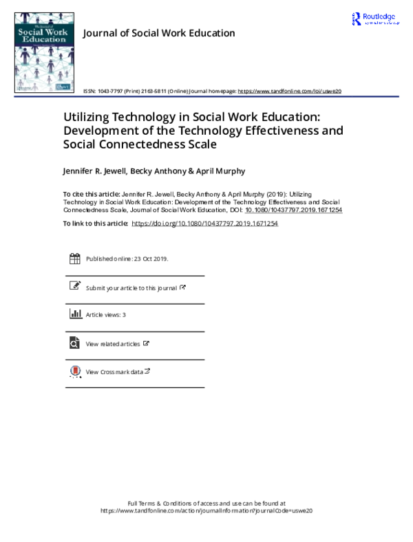(PDF) Utilizing Technology in Social Work Education: Development of the Technology Effectiveness ...
