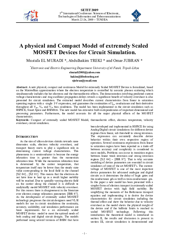 Pdf A Physical And Compact Model Of Extremely Scaled Mosfet Devices