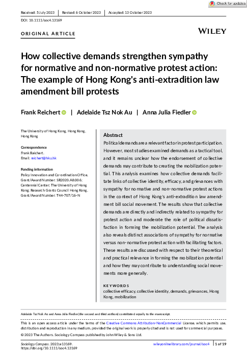 (PDF) How collective demands strengthen sympathy for normative and non ...