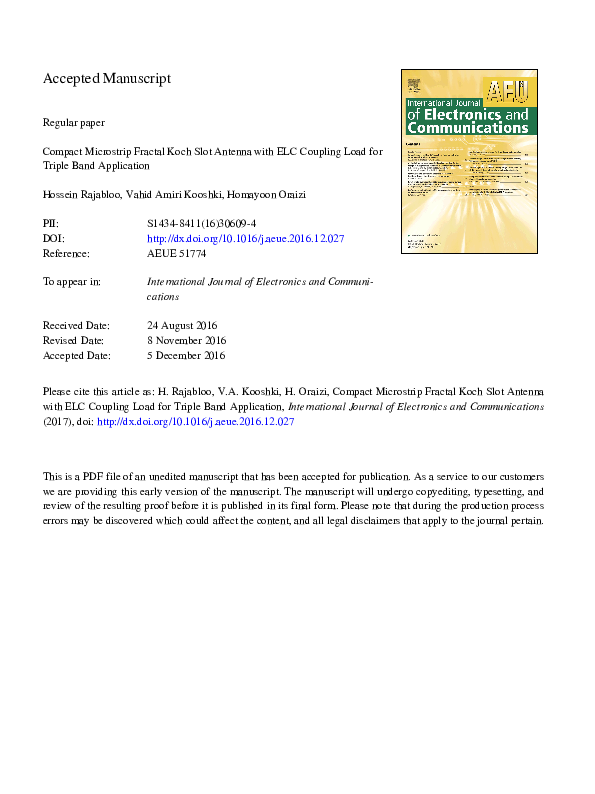 (PDF) Compact microstrip fractal Koch slot antenna with ELC coupling ...