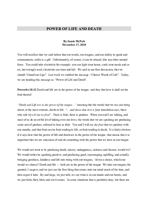 (PDF) The Power of Life and Death