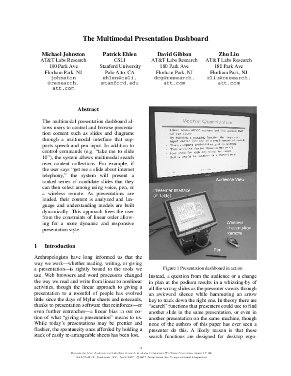 (PDF) The multimodal presentation dashboard | Patrick Ehlen - Academia.edu