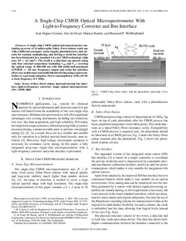 (PDF) A single-chip CMOS optical microspectrometer with light-to ...