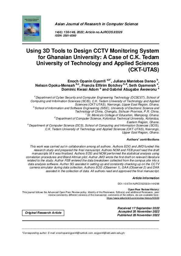 (PDF) Using 3D Tools to Design CCTV Monitoring System for Ghanaian ...