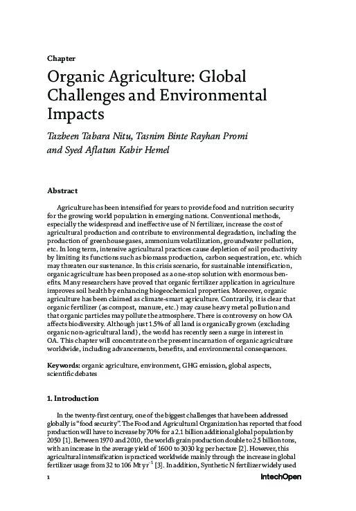 (PDF) Organic Agriculture: Global challenges and environmental impacts