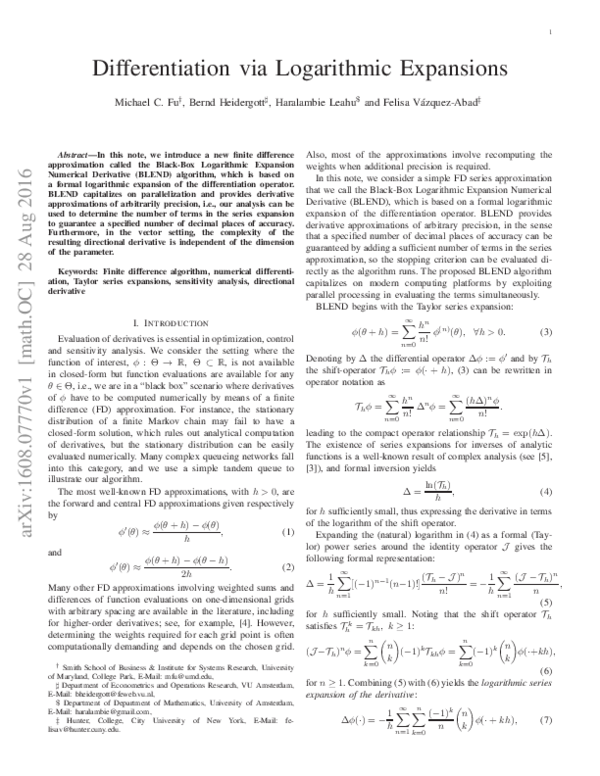 (PDF) Differentiation via Logarithmic Expansions | Felisa Vázquez-abad - Academia.edu