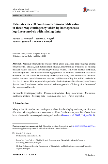 (PDF) Estimates for cell counts and common odds ratio in three-way ...