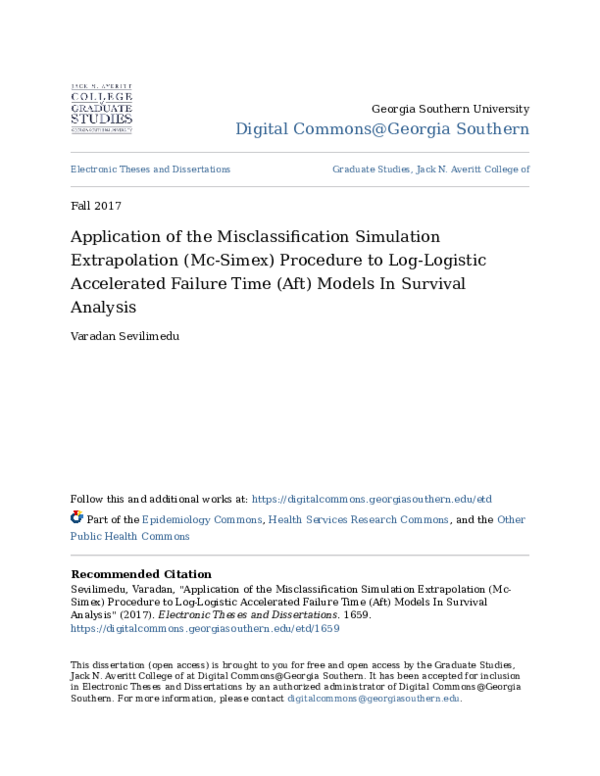 (PDF) Application of the Misclassification Simulation Extrapolation Procedure to Log-Logistic ...