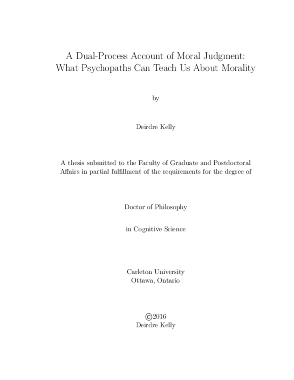 (PDF) A Dual-Process Account of Moral Judgment: What Psychopaths Can ...