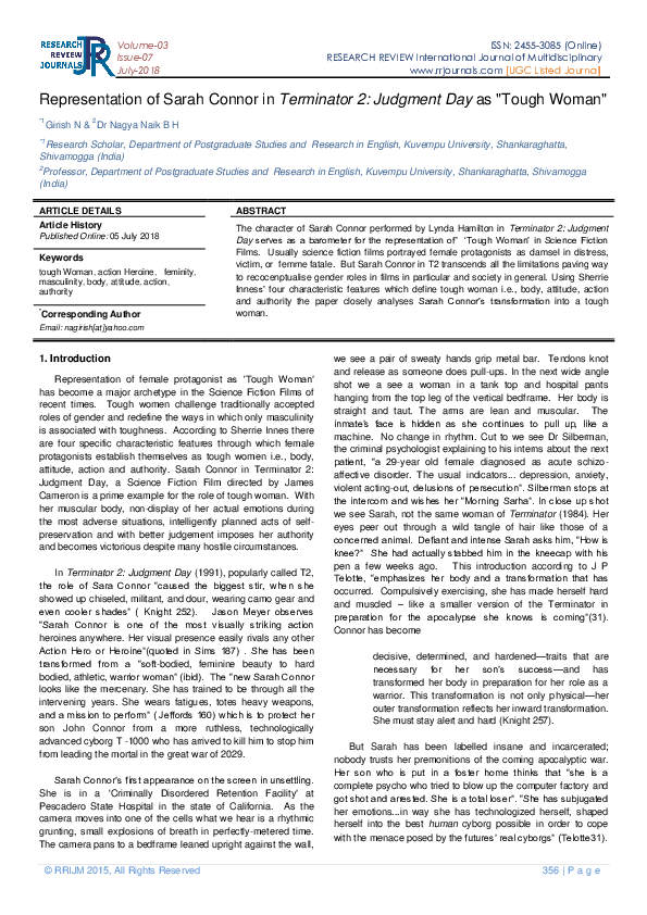 (PDF) Representation of Sarah Connor in Terminator 2: Judgment Day as ...