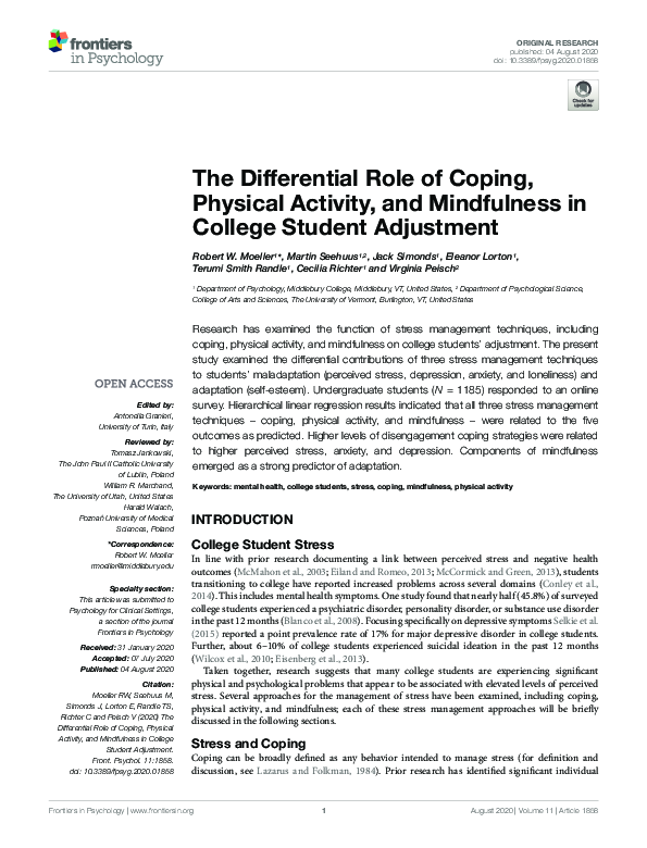 (PDF) The Differential Role of Coping, Physical Activity, and ...