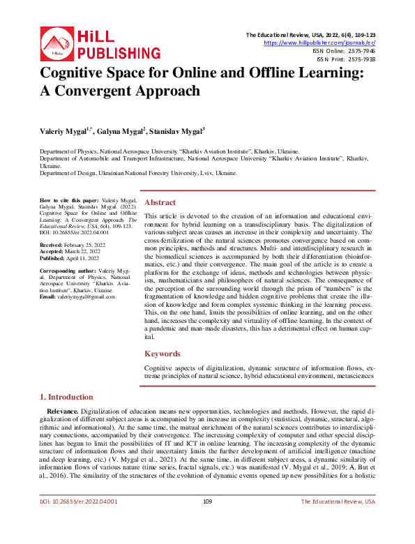 (PDF) Cognitive Space for Online and Offline Learning: A Convergent ...