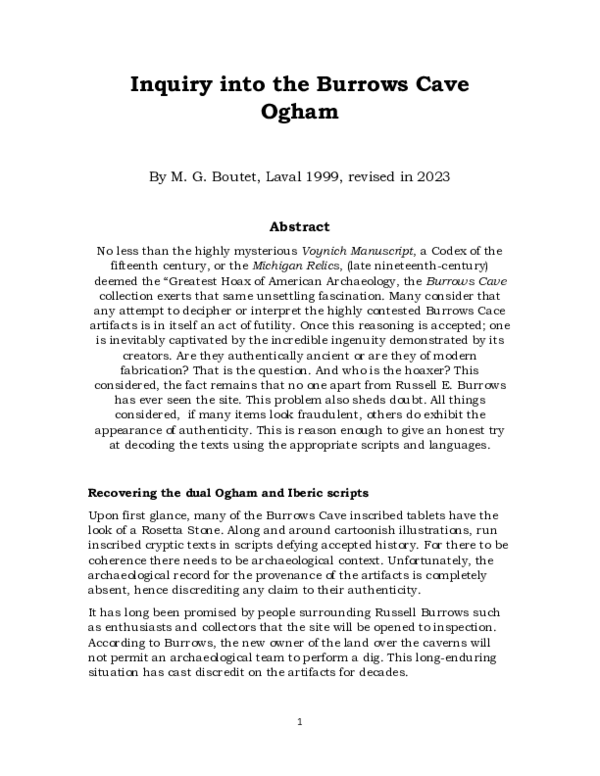 (PDF) Inquiry into the Burrows Cave Ogham