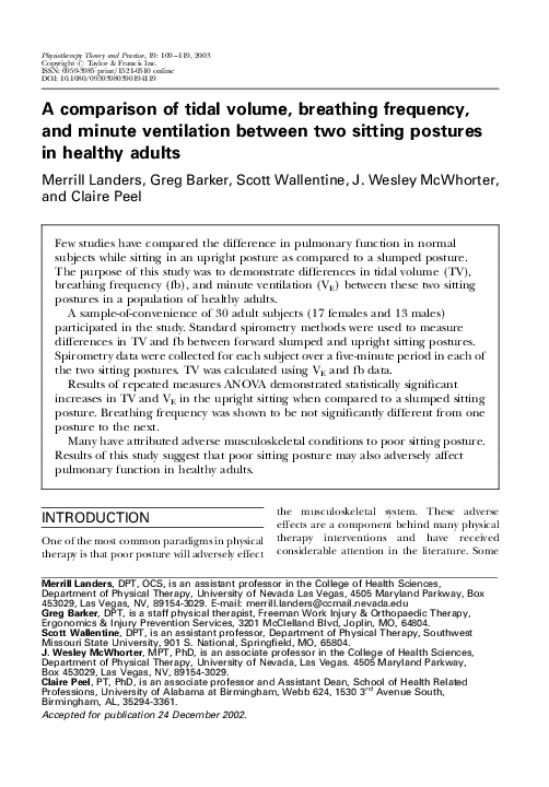 (PDF) A comparison of tidal volume, breathing frequency, and minute ...