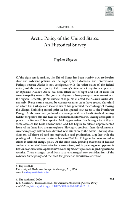 (PDF) Arctic Policy of the United States: An Historical Survey