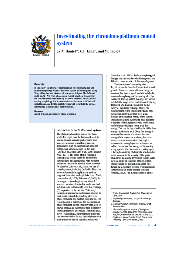 Investigating the chromium-platinum coated system