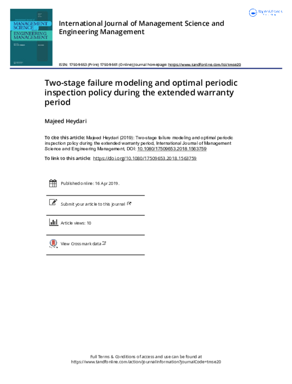 (PDF) Two-stage failure modeling and optimal periodic inspection policy ...