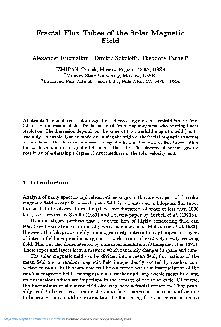 Fractal flux tubes of the solar magnetic field