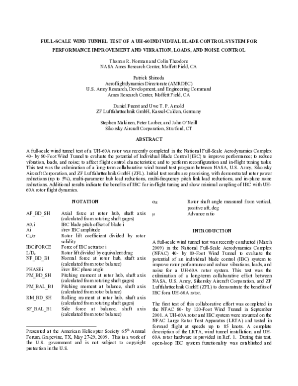 (PDF) Full-Scale Wind Tunnel Test Of A UH-60 Individual Blade Control ...
