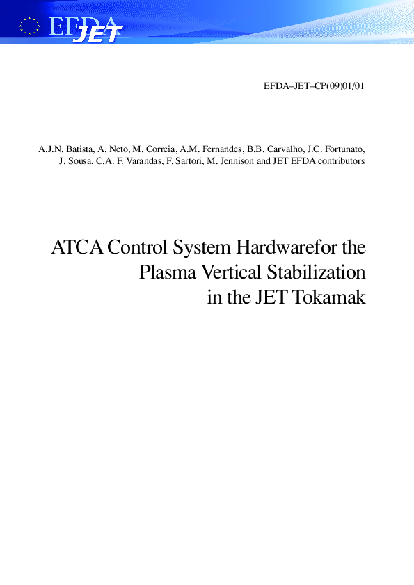 (PDF) ATCA Control System for JET Tokamak Stability